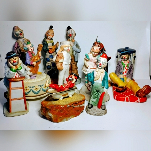 Flambo | Art | Vintage Emmett Kelly Jr Price Signature Clown Figurines ...